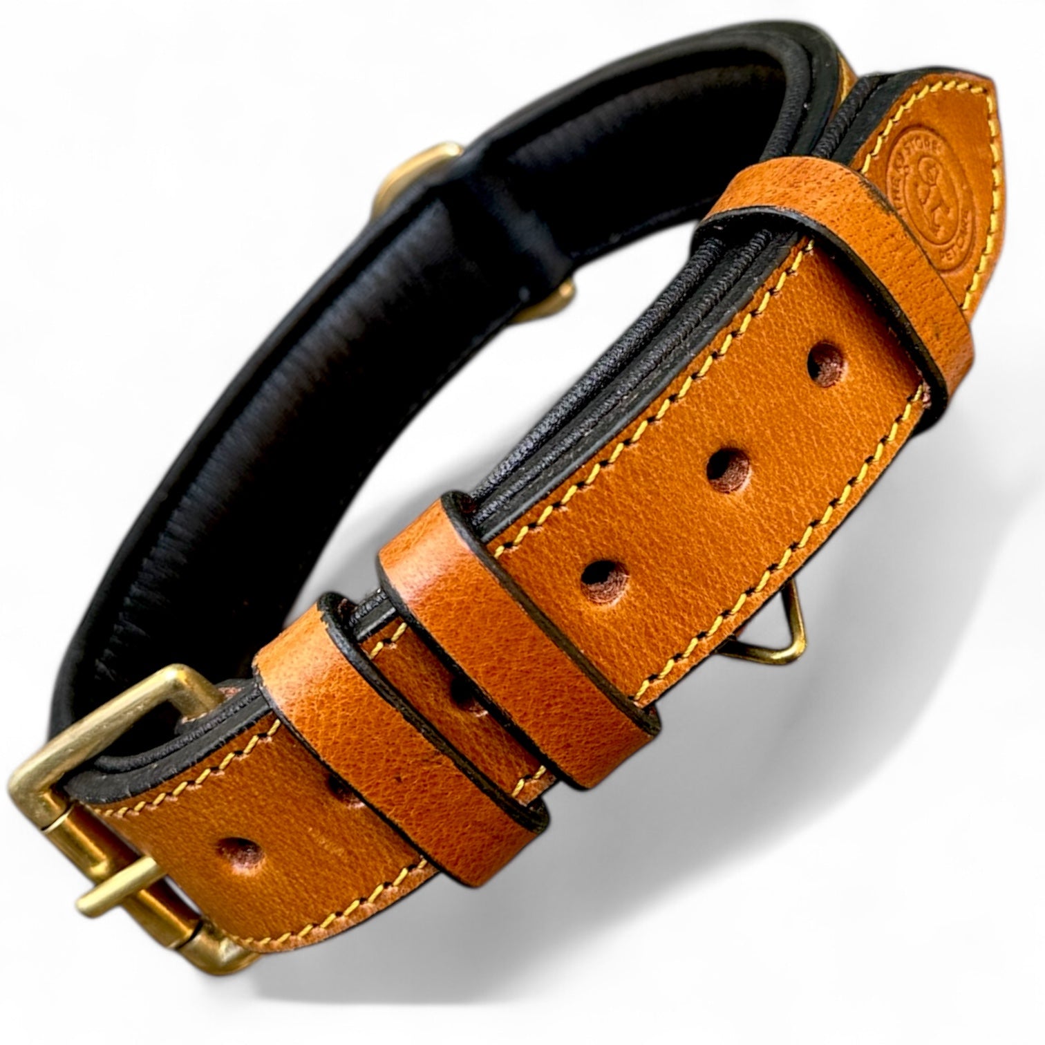The K9 Store 100% Highgrade Leather Colored Basic Dog Neck Collar (Tan